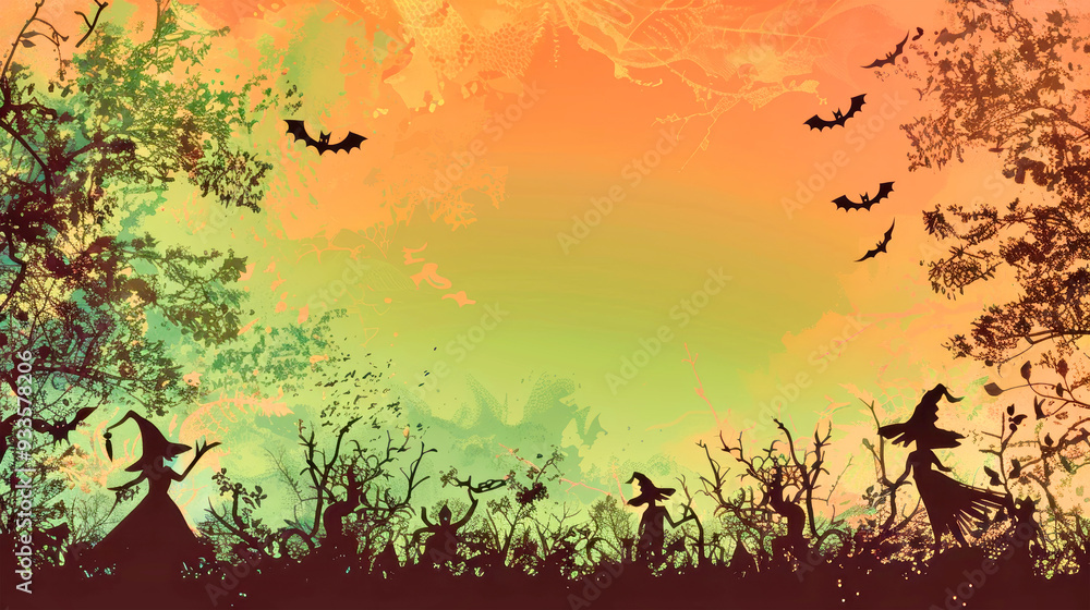 Whimsical silhouettes of witches, wizards, and goblins dance along the ...