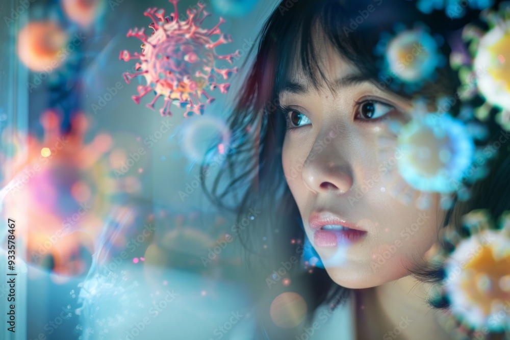 Tension her eyes woman contemplates bustling crowd her. Distressed ...