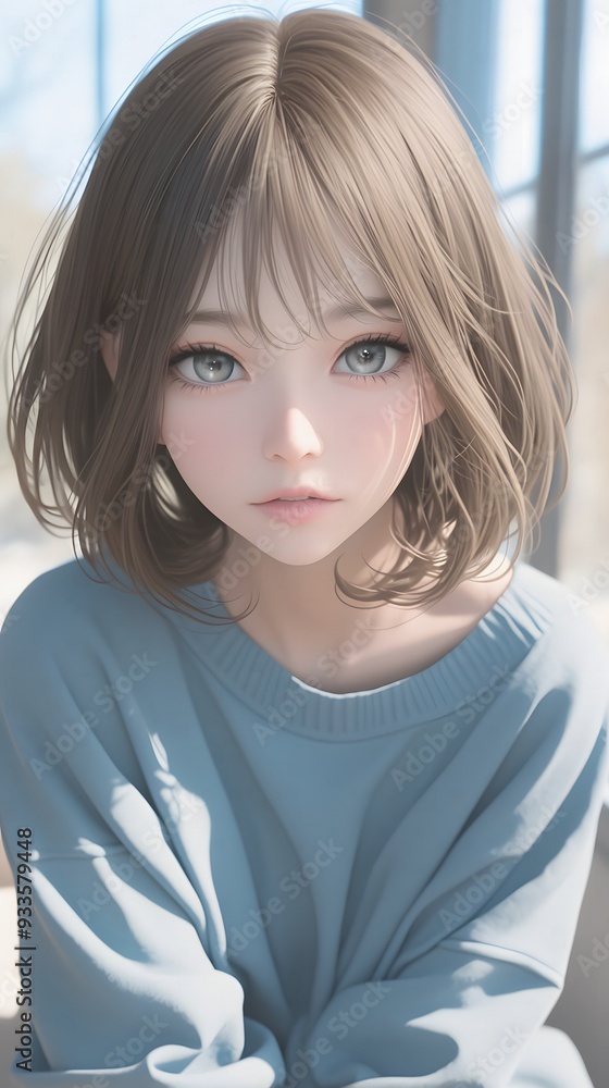 An anime-style full-body painting in high-definition, showcasing a ...