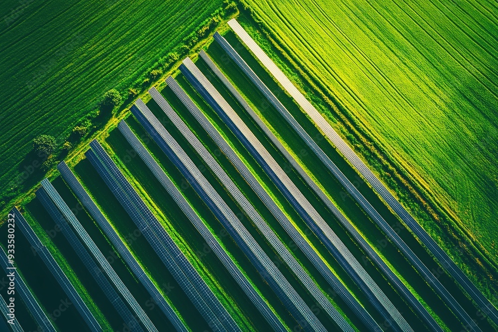 Overhead view of striped farm fields with diverse crops Stock Photo ...