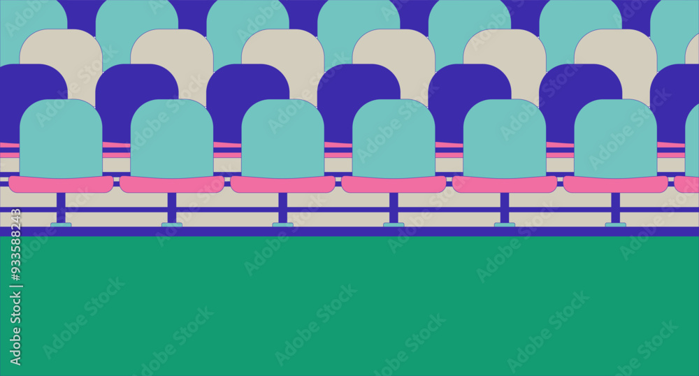 Stadium bleachers empty cartoon flat illustration. Football grandstands ...