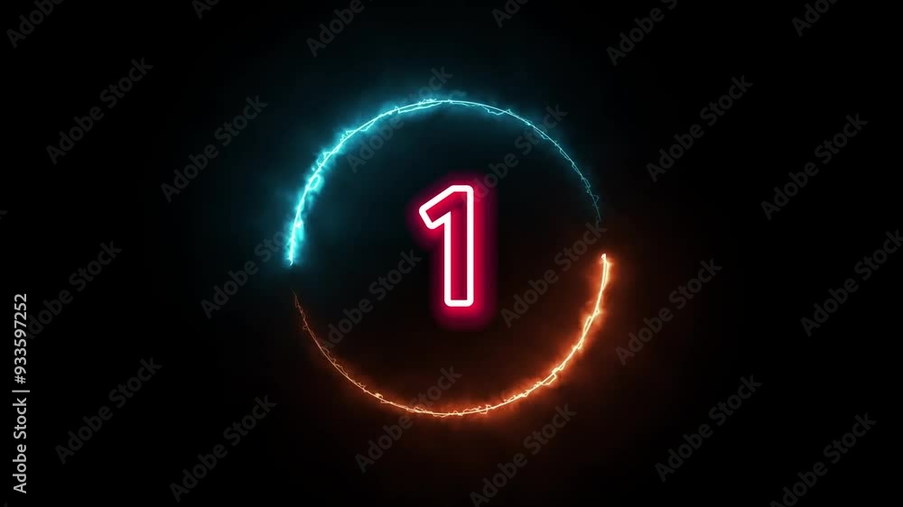 countdown animation. countdown and digit sign on black background ...