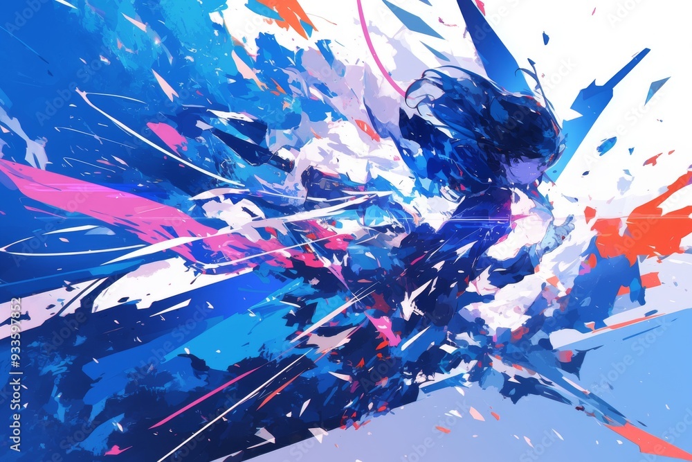 Dynamic Energy and Motion in a Manga and anime-style Sharp Focus Image ...