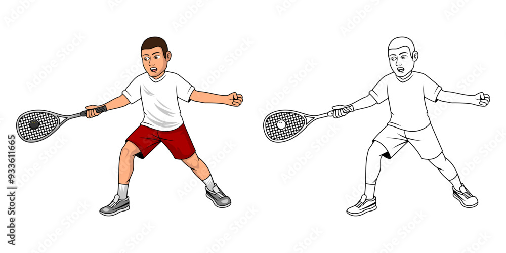 Squash Player Cartoon Design Illustration vector eps format suitable ...