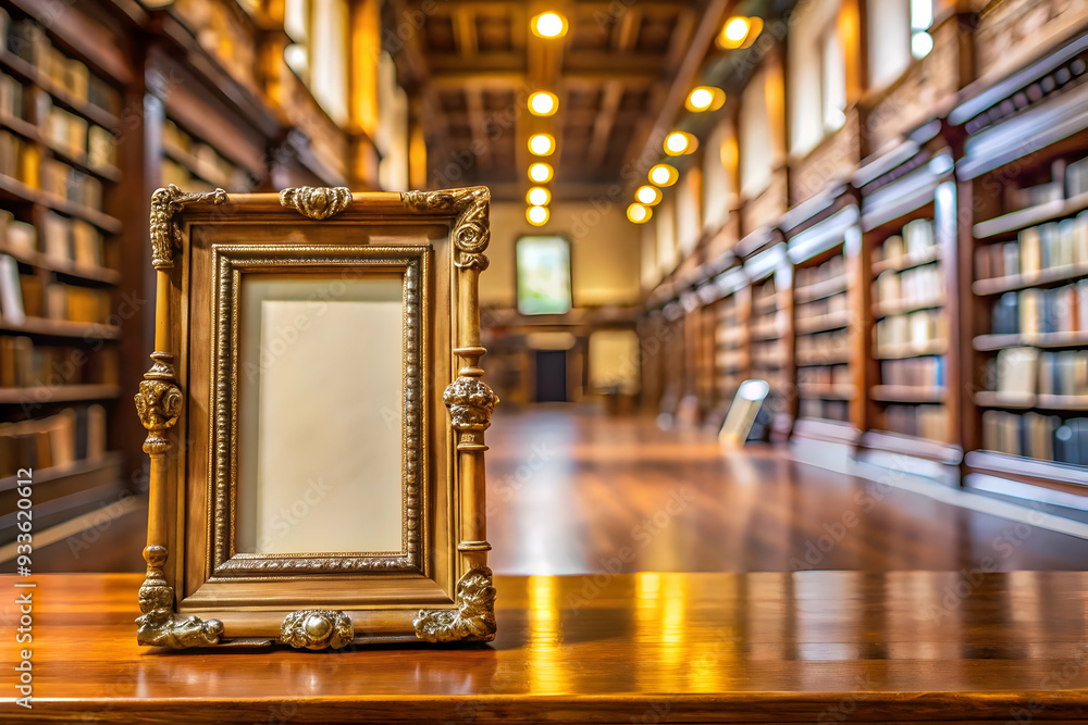 Nostalgic photo frame adding character to a classic library. Stock ...