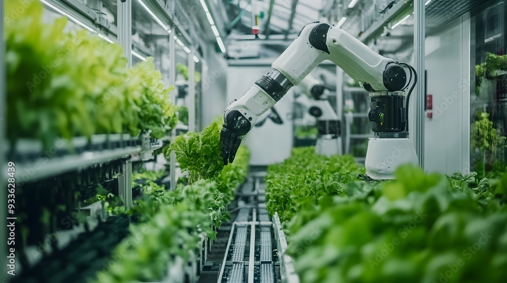Automated Vertical Farming System with Robotic Arms Tending to Plants ...
