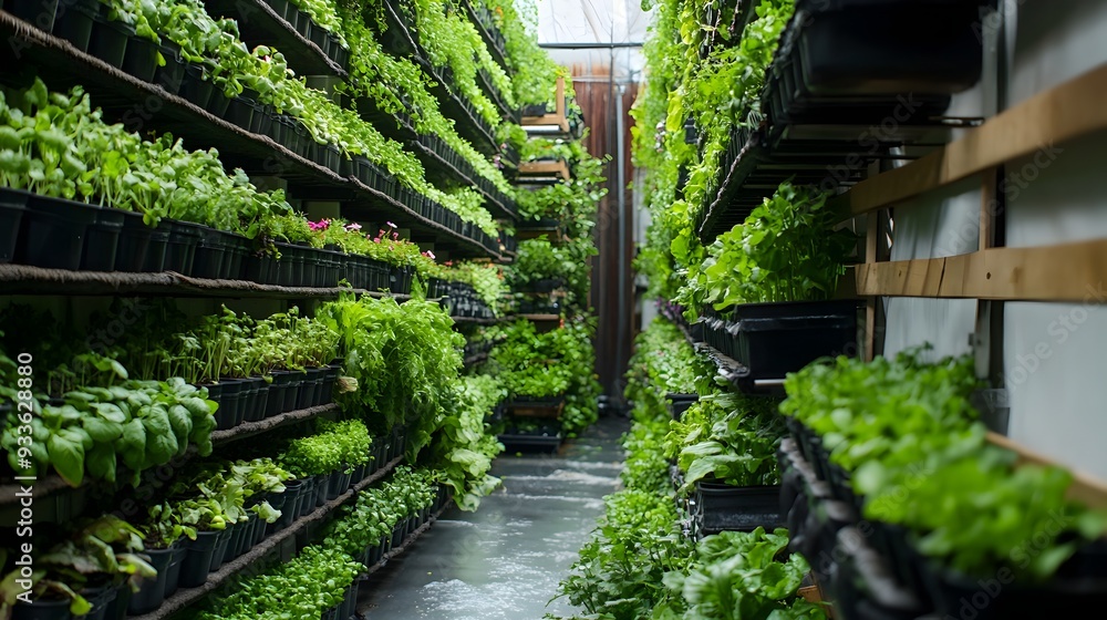 Hydroponic vertical farming setup with water and nutrient solution ...