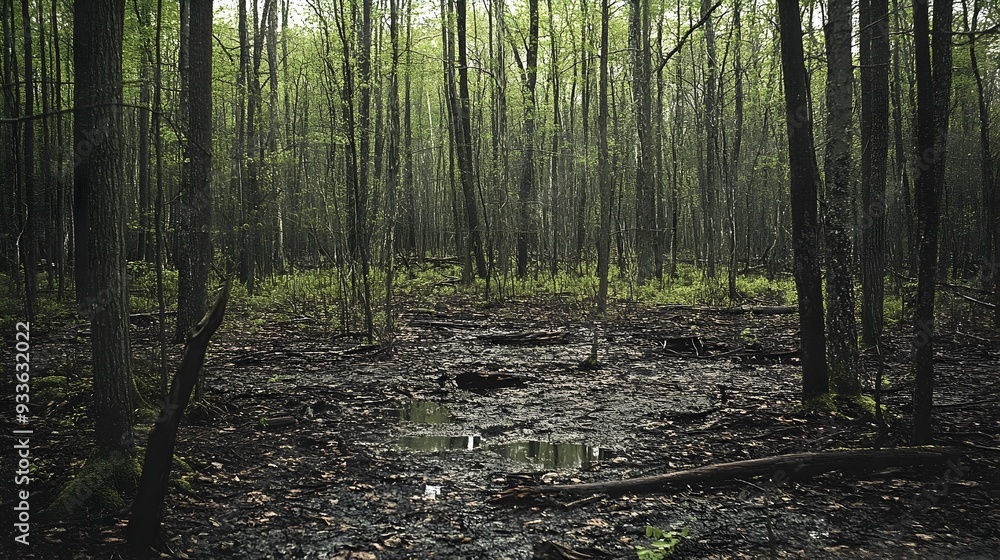 Atmospheric Pollution Causing Acid Rain Damage to Vibrant Forest ...