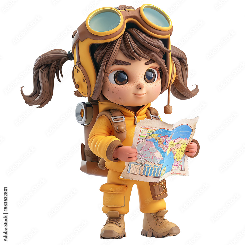 Adorable clay kid girl in a weather reporter suit with a weather map ...