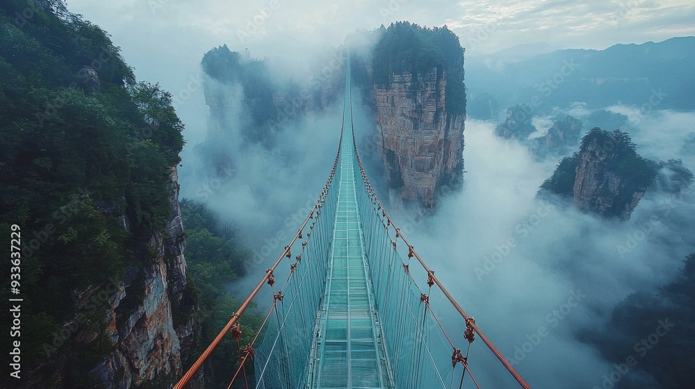 Majestic Aerial View of Zhangjiajie Glass Bridge, China's Stunning ...