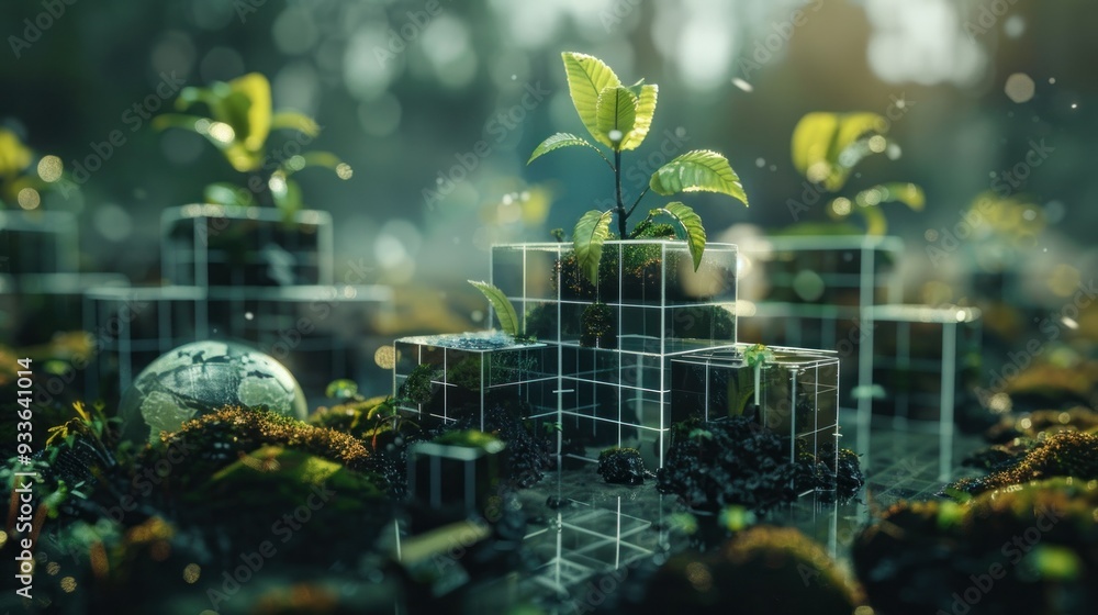 Digital generated image of sustainable growing bar chart made out of ...