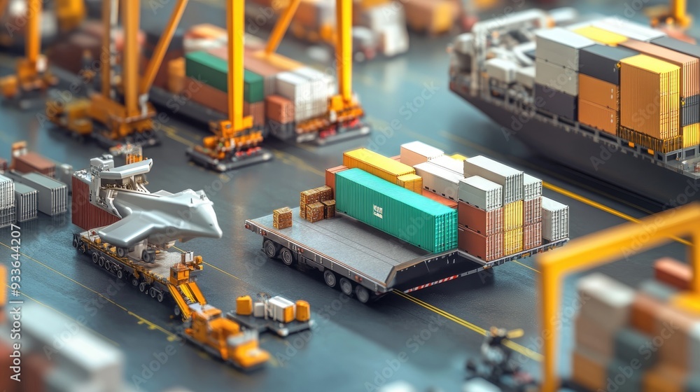 Import cargo being processed at a customs facility flat design side ...