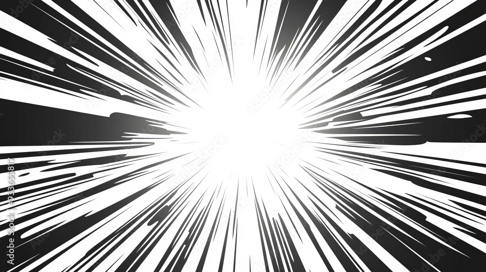 Abstract comic book explosion with radial lines on a transparent ...