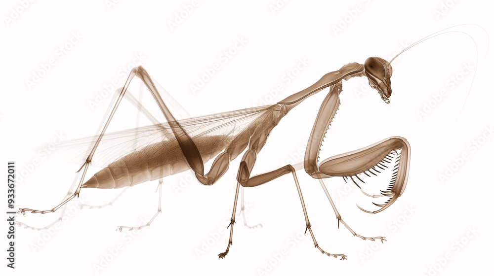 Praying Mantis Skeleton: A captivating and detailed X-ray image of a ...