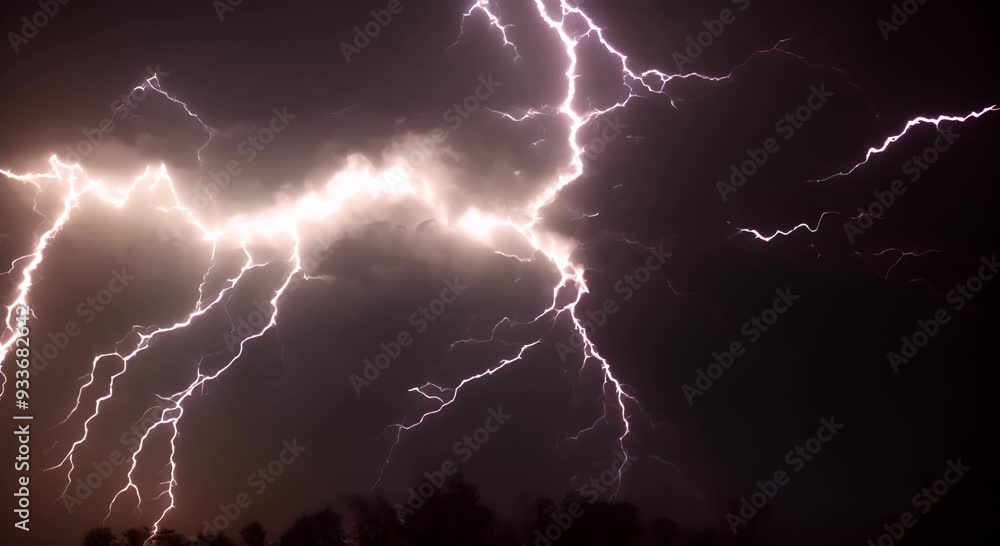 Lightning strikes Electrical storm on black background Electric ...