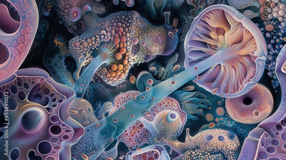 Detailed illustration of a fungal spore, showing the spore's structure ...