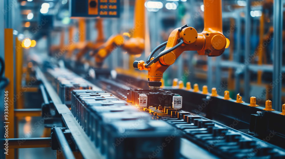 New modern battery production for electric vehicles using robotic arms ...