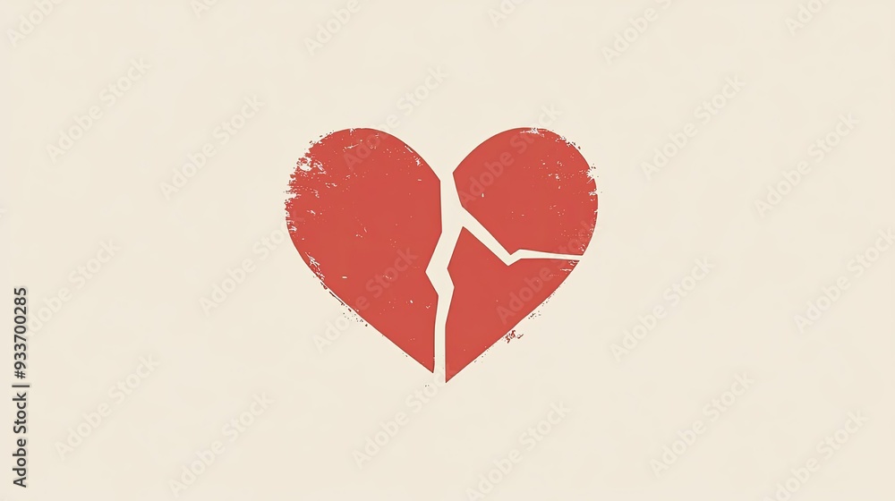 Simple image of a broken heart symbol on a neutral background ...