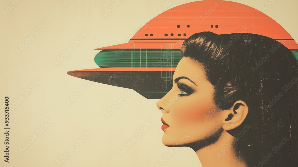 Retro 1960s sci-fi poster with vintage colors, featuring classic space ...