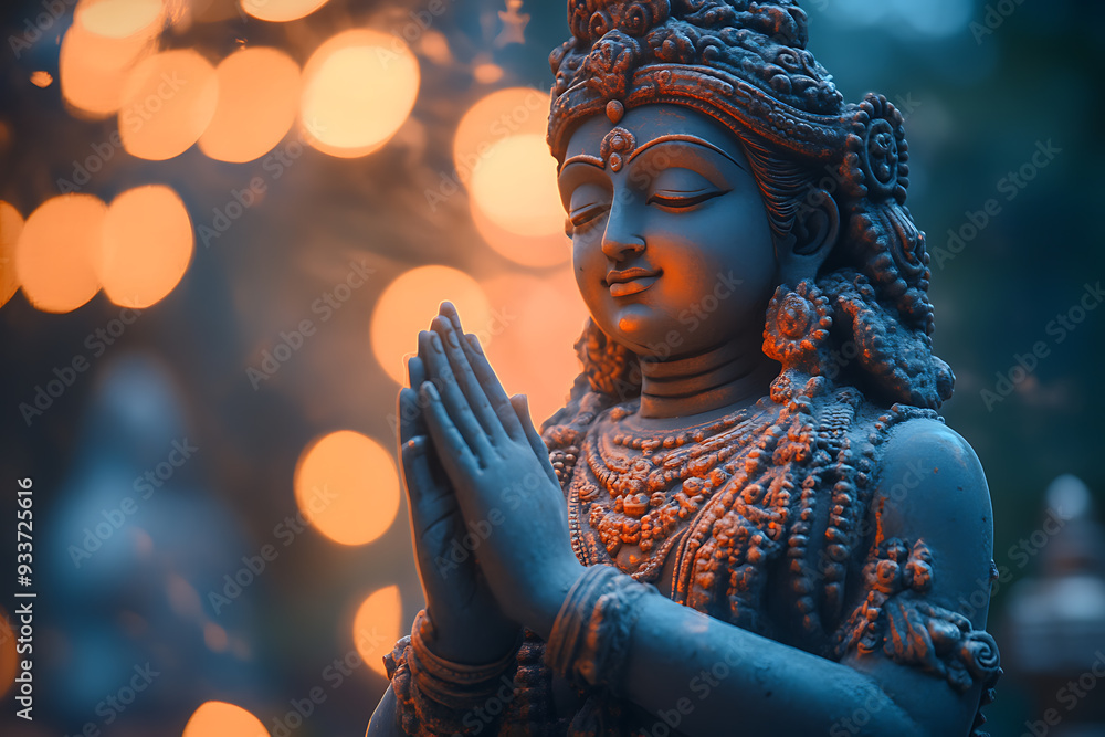 A depiction of Vishnu, the Hindu god known as the preserver of the ...