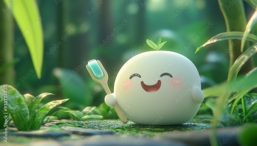 Adorable Cartoon Tooth Character with Toothbrush: AI-Generated Dental ...