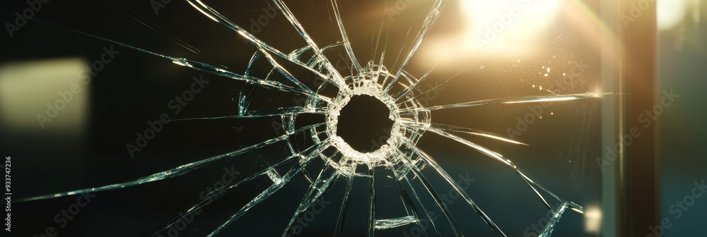 Shattering of thick bulletproof glass by heavy machine gun bullets ...