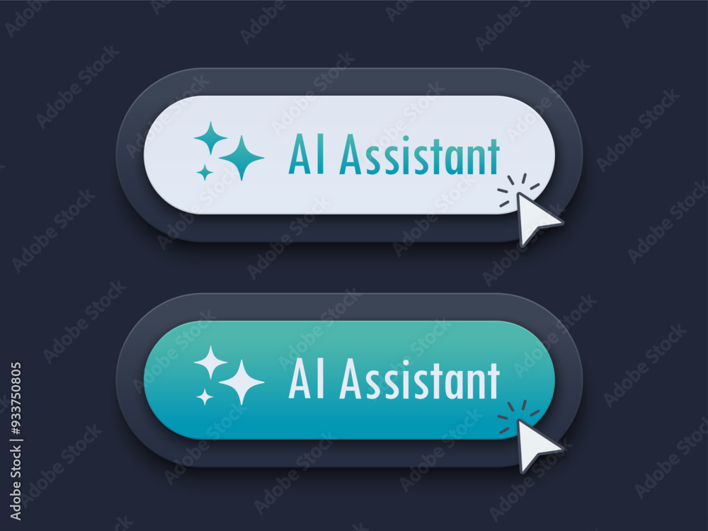 Modern AI assistant Button. 3D push button. AI stars. Artificial ...