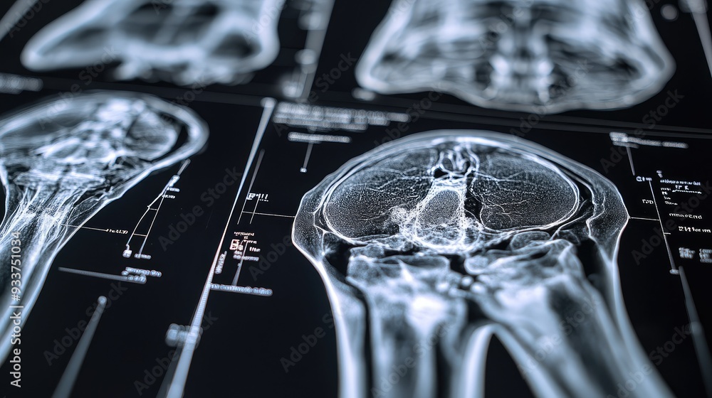 Flat lay of a full set of MRI results for the knee, showing cross ...