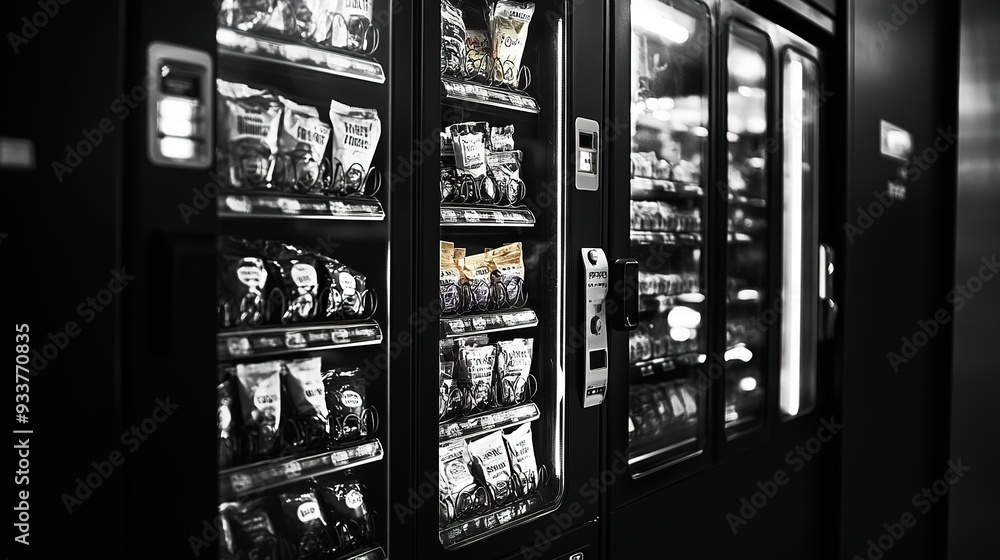 Blank black and white vending machine snacks and drinks mockup Stock Illustration | Adobe Stock