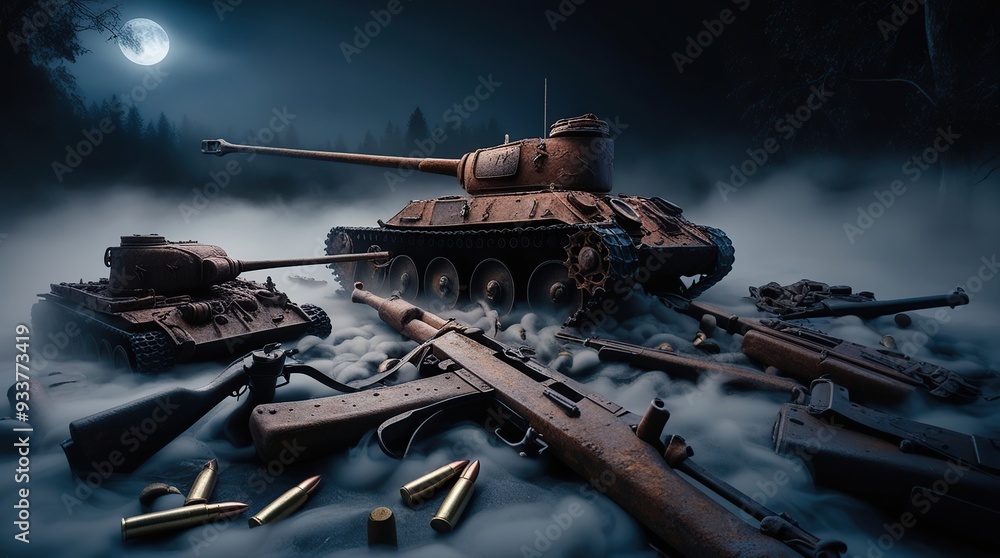 Detailed and realistic 4K wallpaper on a military theme featuring old ...