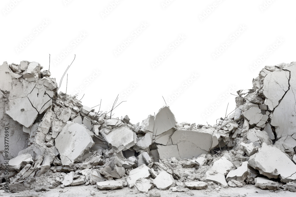 Photo & Art Print Demolition debris showing broken concrete and rubble ...