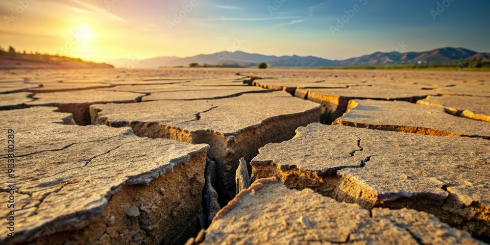 Cracked earth crust after an earthquake , seismic activity, natural ...
