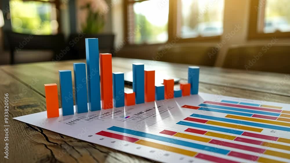 Data analysis presentation with colorful charts and graphs in a modern ...