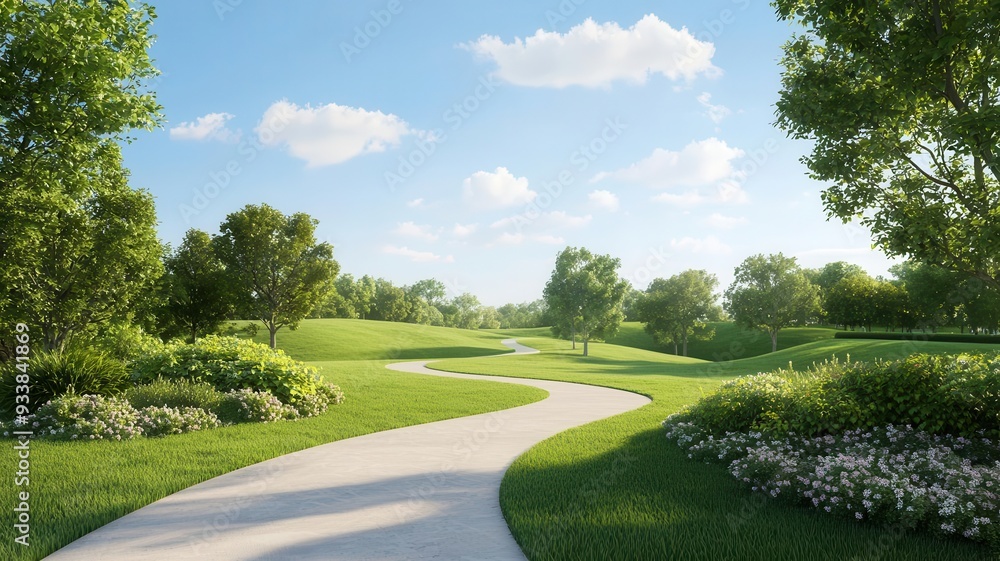 Landscape architect designing a park using 3D modeling software, modern ...