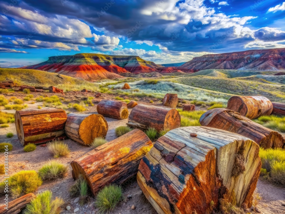Vibrant colors of ancient Triassic trees, now giant petrified logs ...