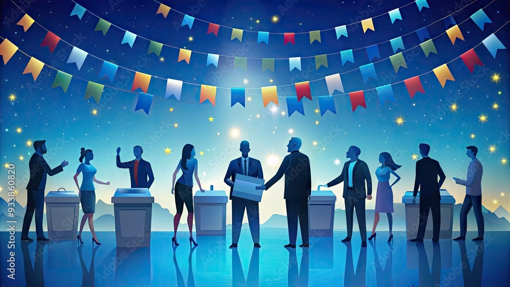 Colorful infographic illustrating election campaign process, featuring ...