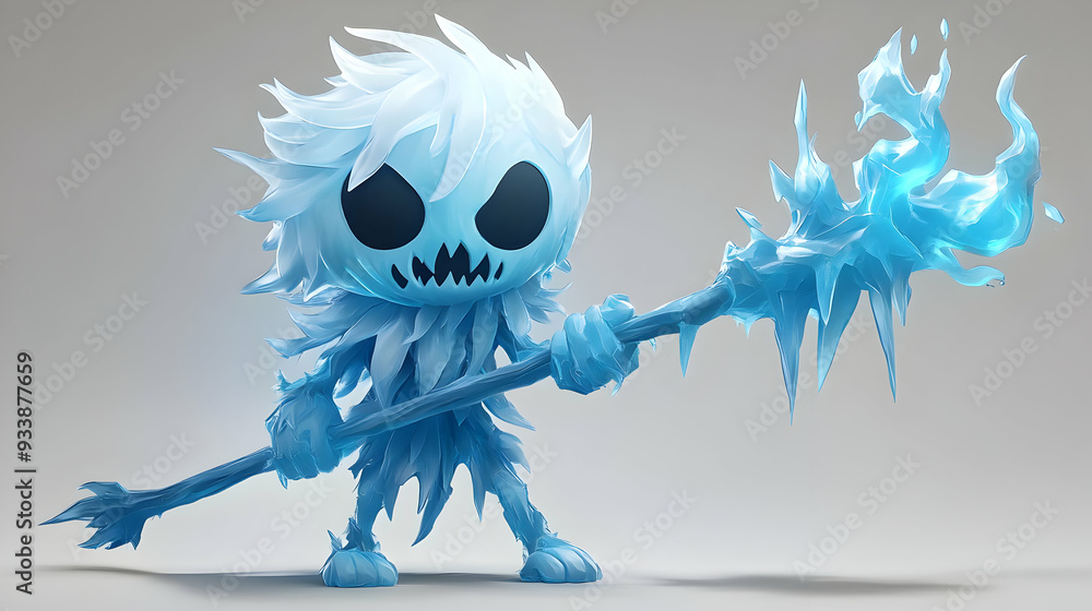 Ice Creature with Staff, Frozen Warrior, 3D Model, Digital Art ...