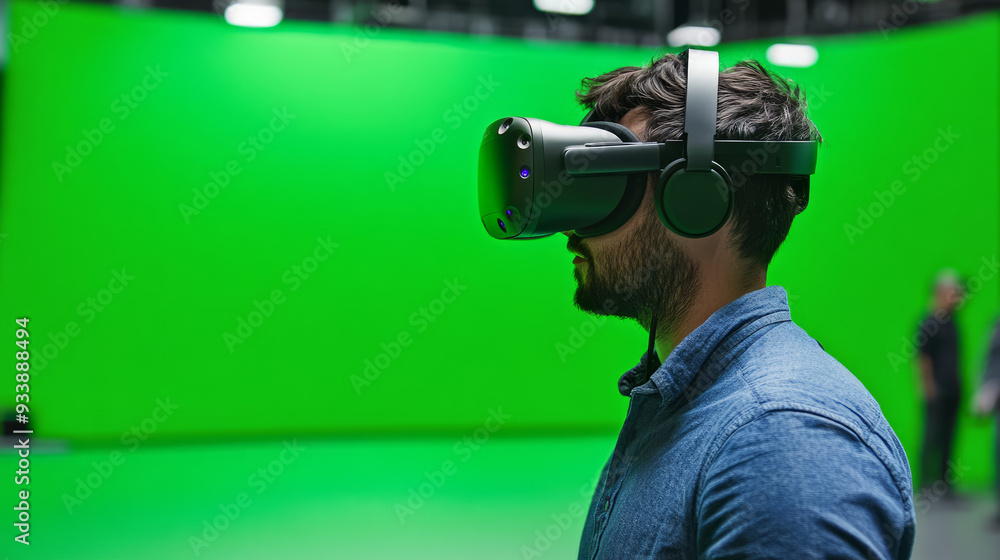 Green screen monitors are used in VR setups to immerse users in digital ...
