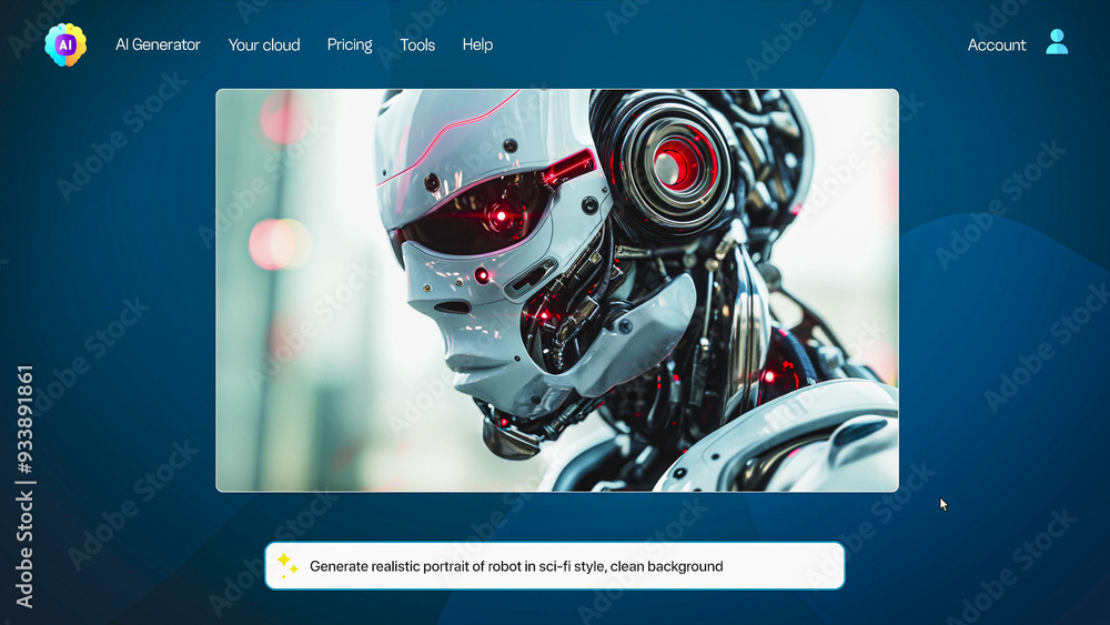 User interface of AI image generator. Artificial intelligence chatbot ...