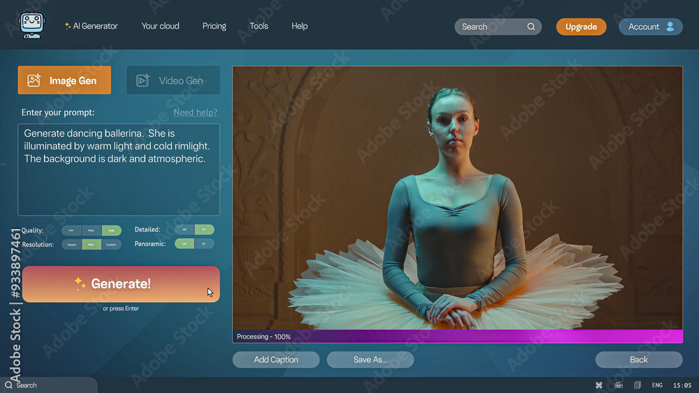 User interface of AI video generator. Artificial intelligence chatbot ...