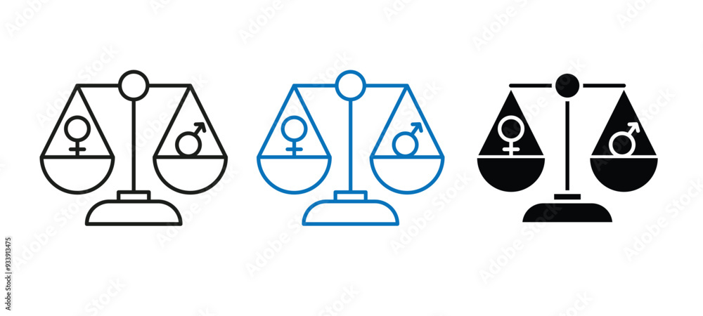 Gender equality symbol icon with a beam balance, justice for both ...
