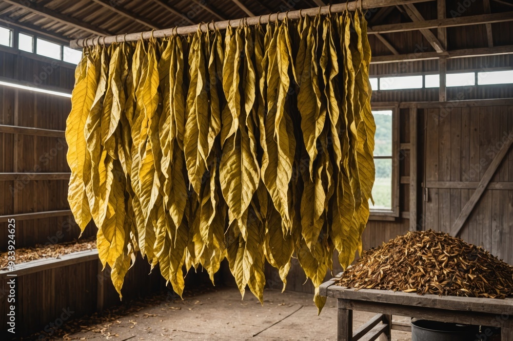Tobacco leaves drying in the shed and quality control of tobacco leaf ...