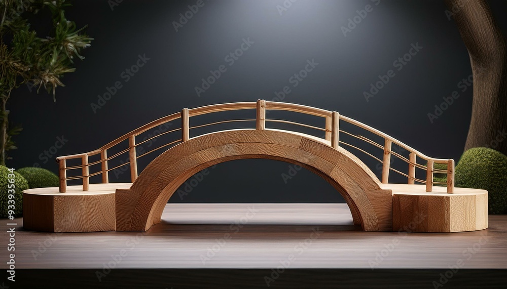 A podium designed to resemble a small bridge, symbolizing connection ...