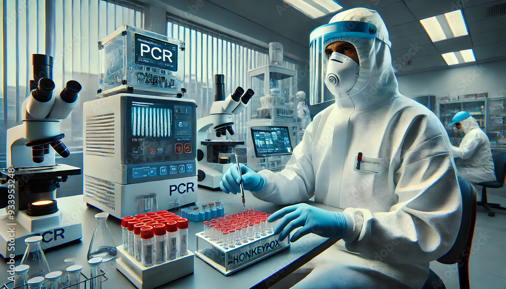 Laboratory setting where healthcare professional is conducting ...