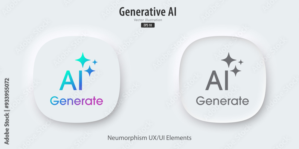 Modern AI generative button. AI is entered by a command prompt to ...