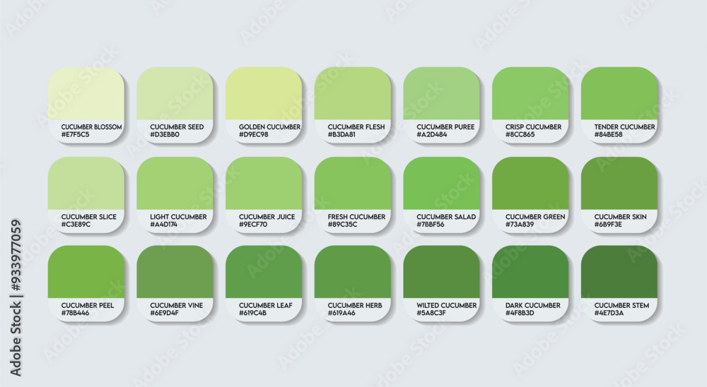 Cucumber Color Palette, Cucumber Green Color Guide Palette with Color ...