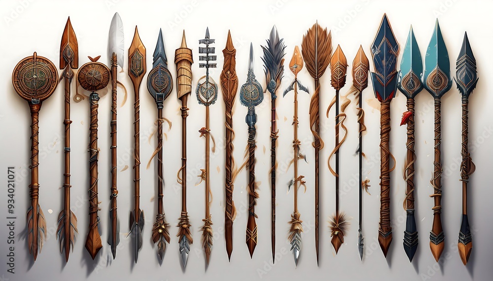 Nature-Inspired Arrows set. Doodle Nordic arrows with natural elements ...