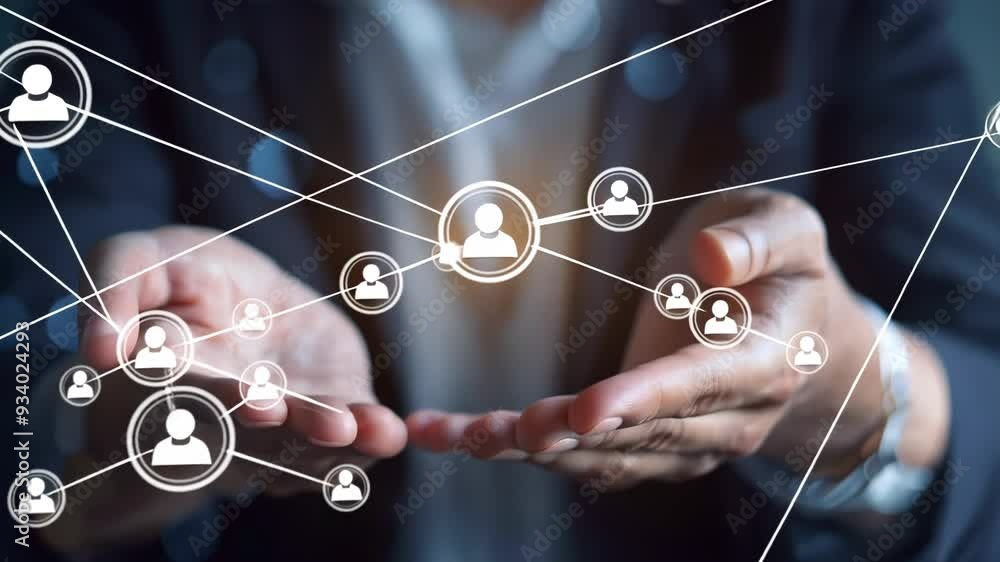 Global social network connection concept, man hands with Connecting ...