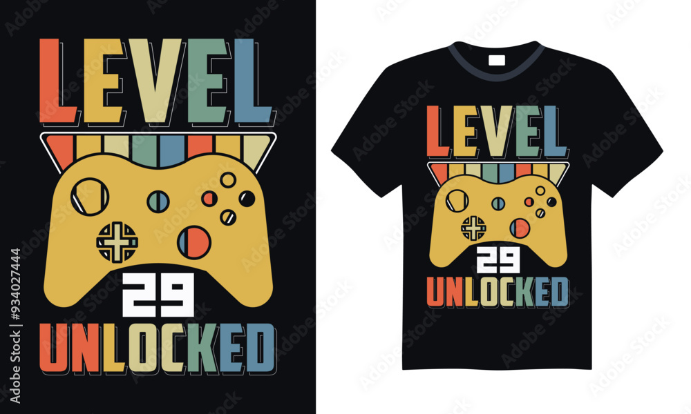 Level 29 unlocked - Video Gamer T Shirt Design, Modern calligraphy ...