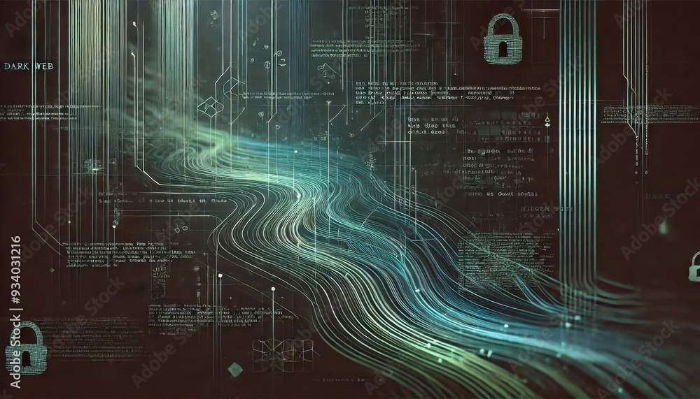 dark web aesthetic with a deep black background, where encrypted data streams flow Stock ...